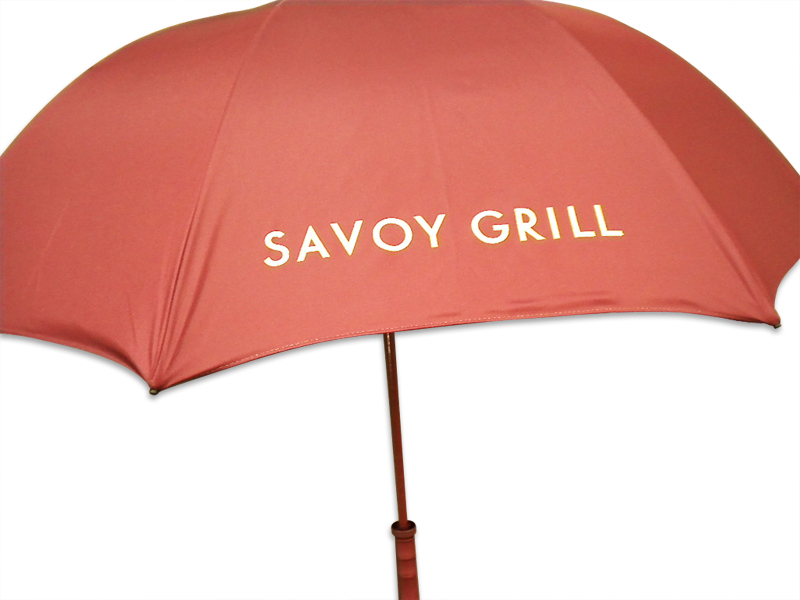 Savoy Grill Restaurant Umbrella with metallic print from specialists