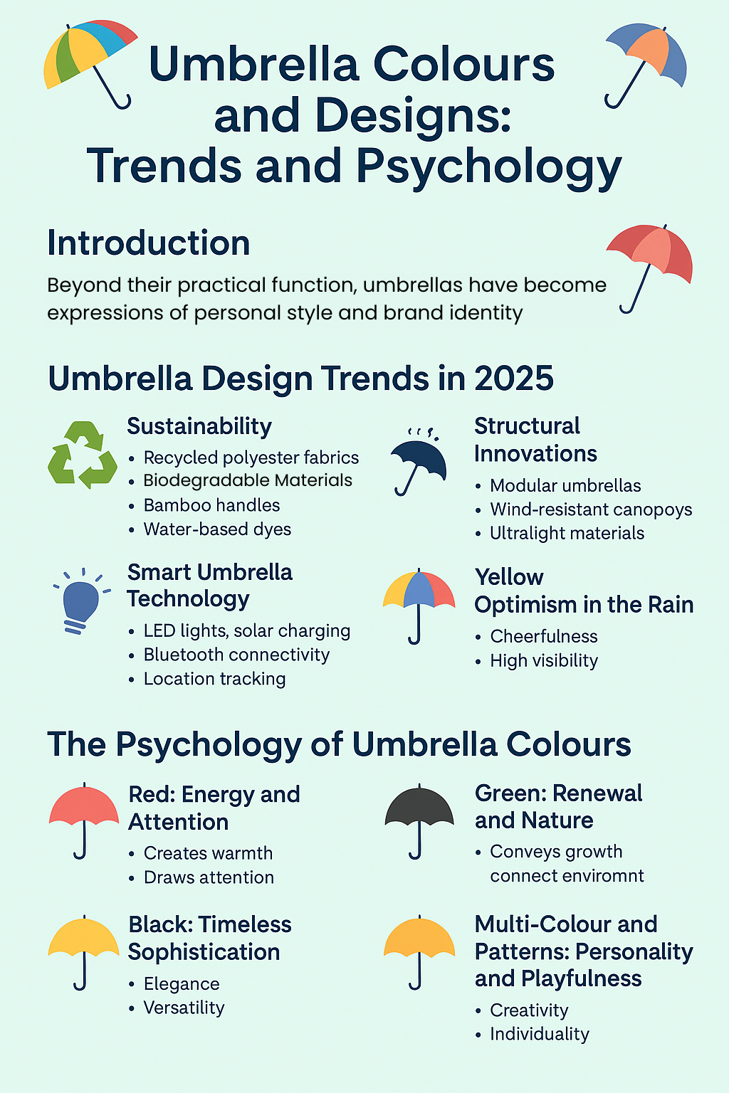 Umbrella Colours and Designs: Trends and Psychology | Branded Umbrellas ...